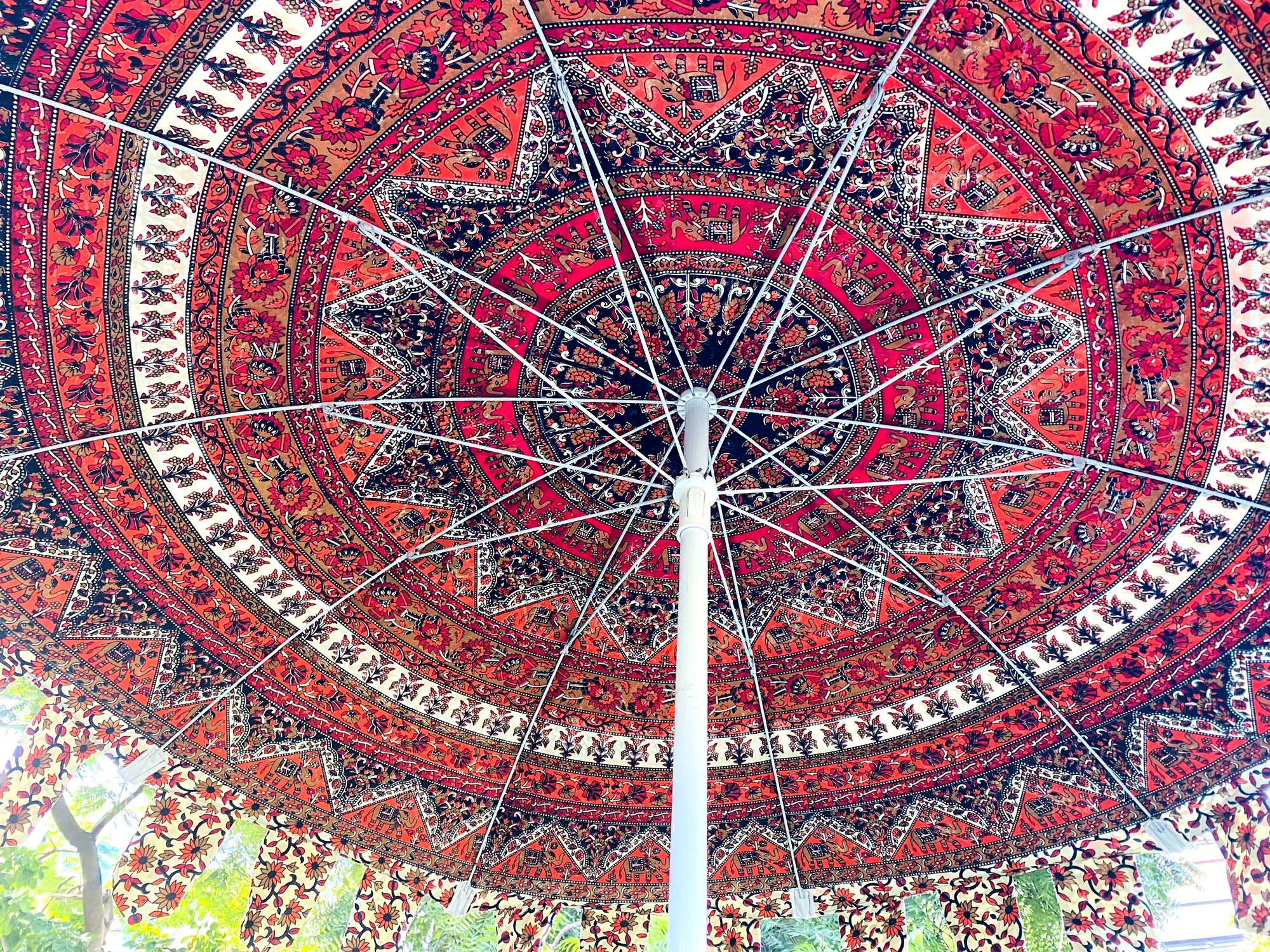 Indian Handmade Mandala Multi Art Print Garden Umbrella – Rang ...