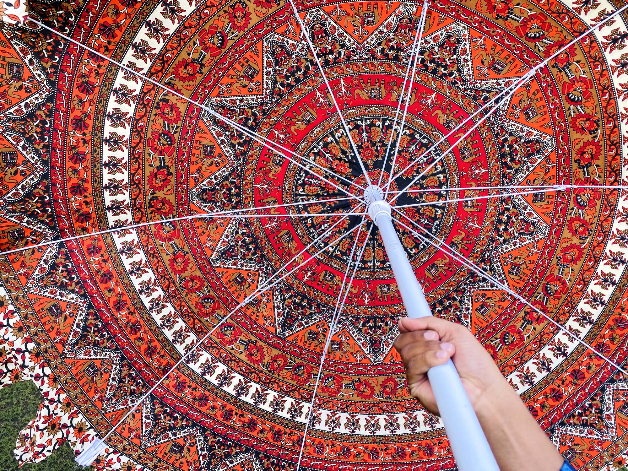 Indian Handmade Mandala Multi Art Print Garden Umbrella – Rang ...
